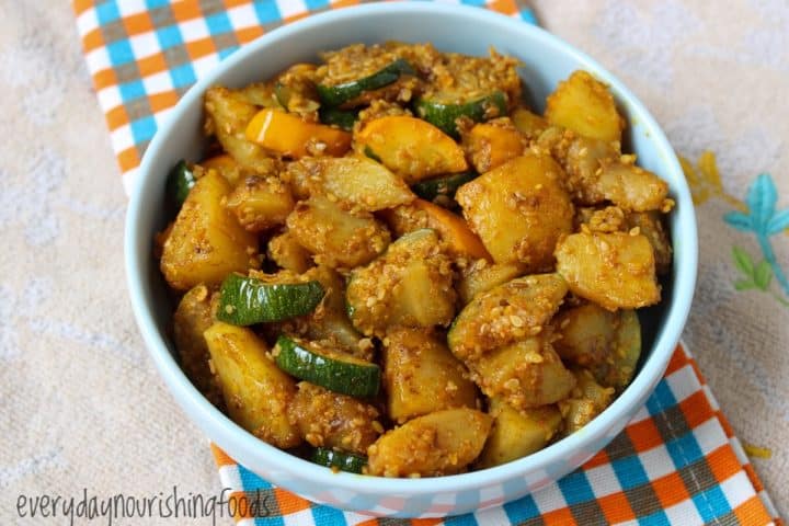 Indian Zucchini Potato Curry Recipe (Courgette Aloo Sabzi)