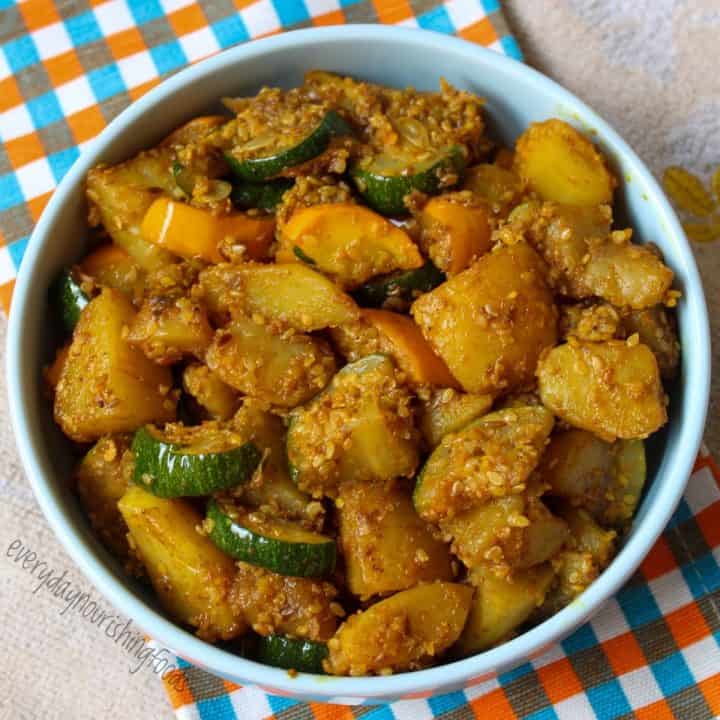Indian Zucchini Potato Curry Recipe (Courgette Aloo Sabzi)