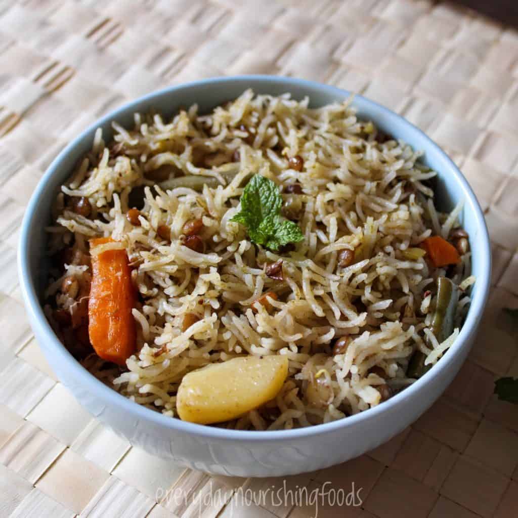 Instant pot pudina rice (mint pulao) - Everyday Nourishing Foods